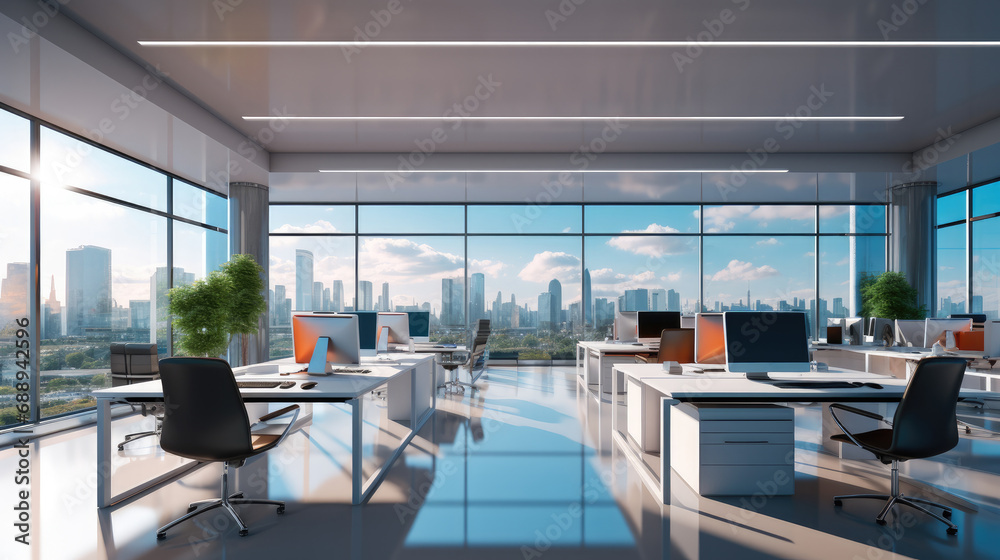 Professional modern open plan office background for Zoom, Meeting ...