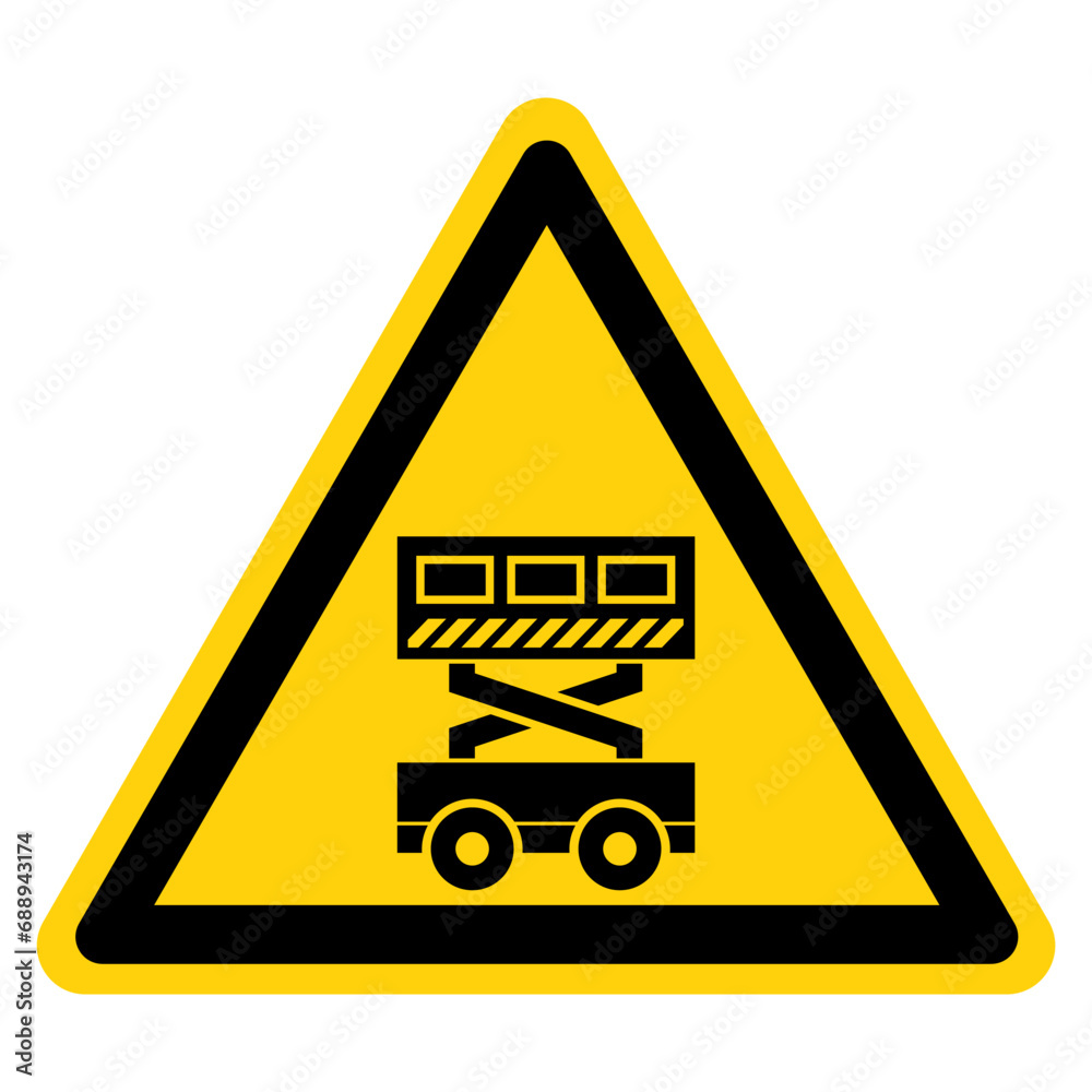 Scissors Lift In Operation Symbol Sign, Vector Illustration, Isolate On ...