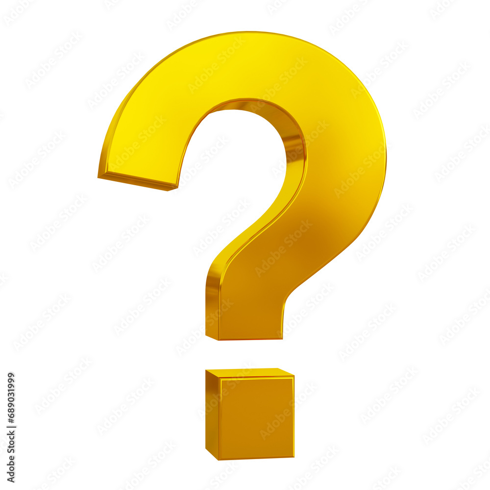 Golden question mark sign 3d Stock Photo | Adobe Stock