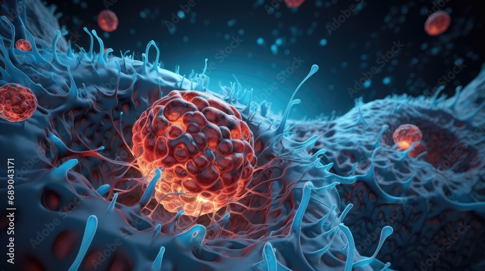 Cancer cell metastasis disease anatomy concept as growing malignant ...