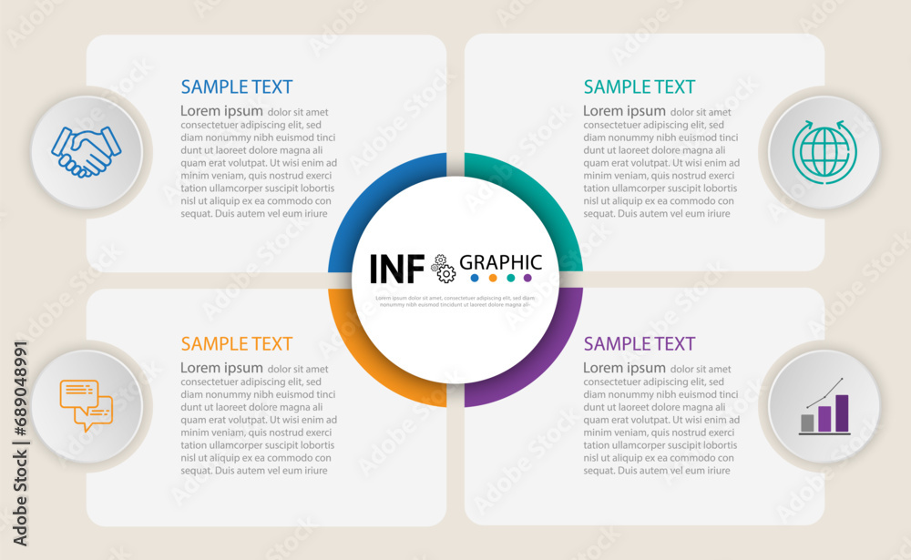 Infographic design 4 steps for diagrams, presentations, workflow ...