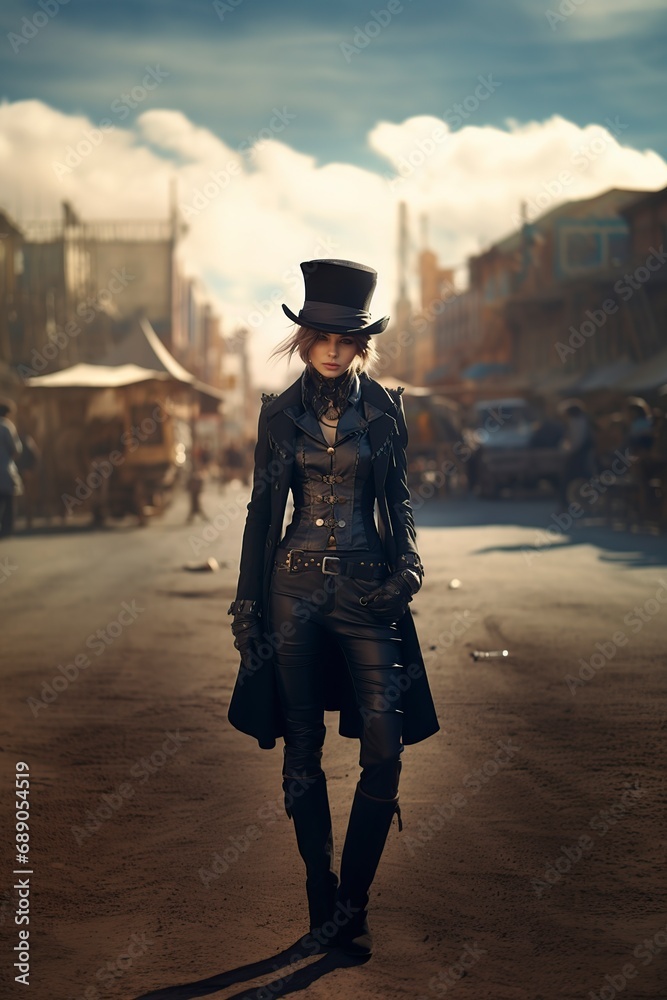 beautiful model showing different Victorian style outfits posing in the ...
