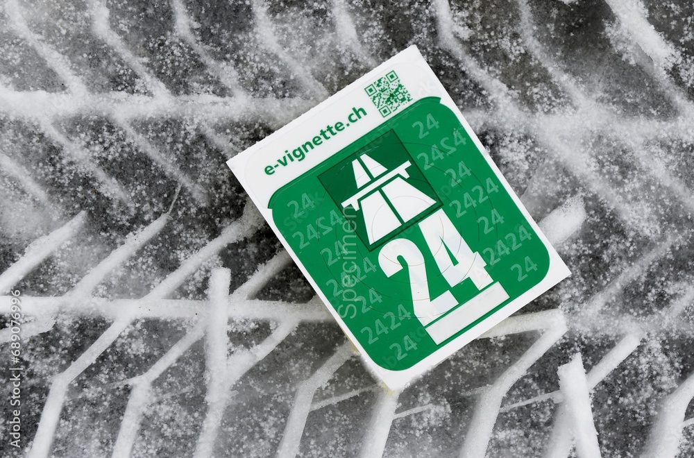 New released highway toll vignette for Switzerland for the year 2024 ...