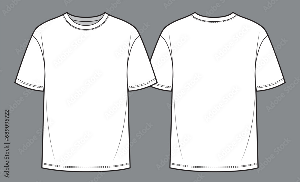 T Shirt Fashion Flat Technical Drawing Template Stock Vector Adobe Stock