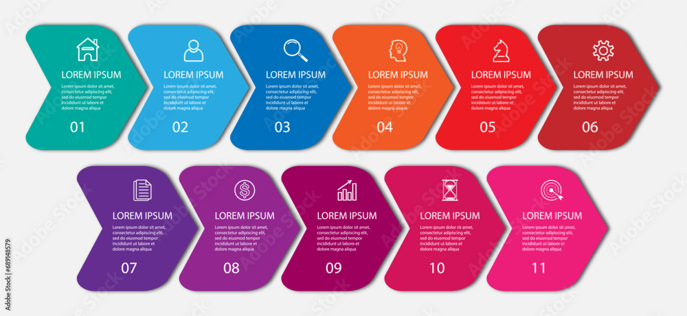 Vector de Stock Template desain Infografis simple Vector 11 opsi atau ...