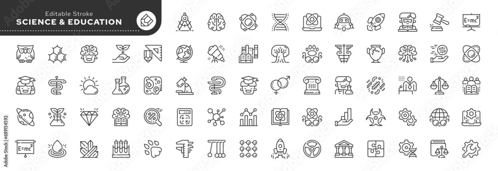 Set of line icons in linear style. Series - Science, education and ...