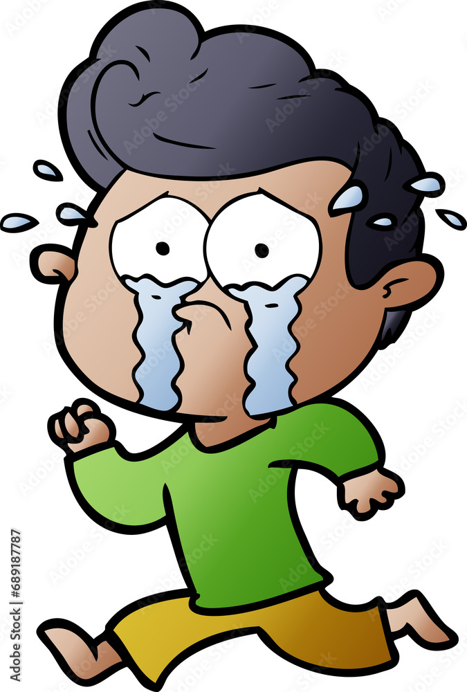 cartoon crying man running Stock Illustration | Adobe Stock