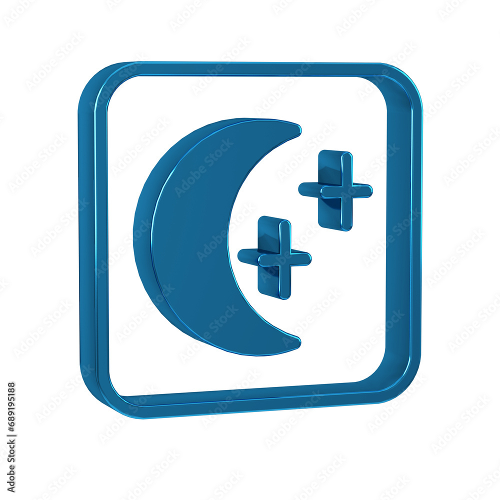 Blue Moon and stars icon isolated on transparent background. Cloudy ...