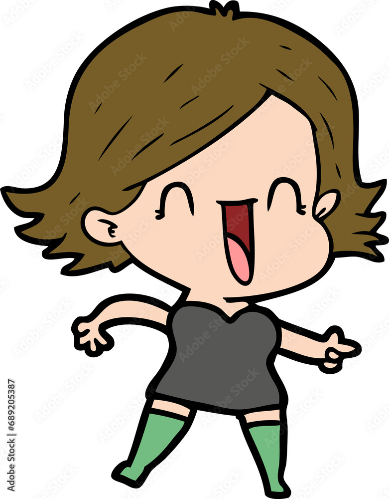 cartoon laughing woman pointing Stock Illustration | Adobe Stock