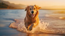 Summer Dogs Running On Beach Art Free Stock Photo - Public Domain Pictures
