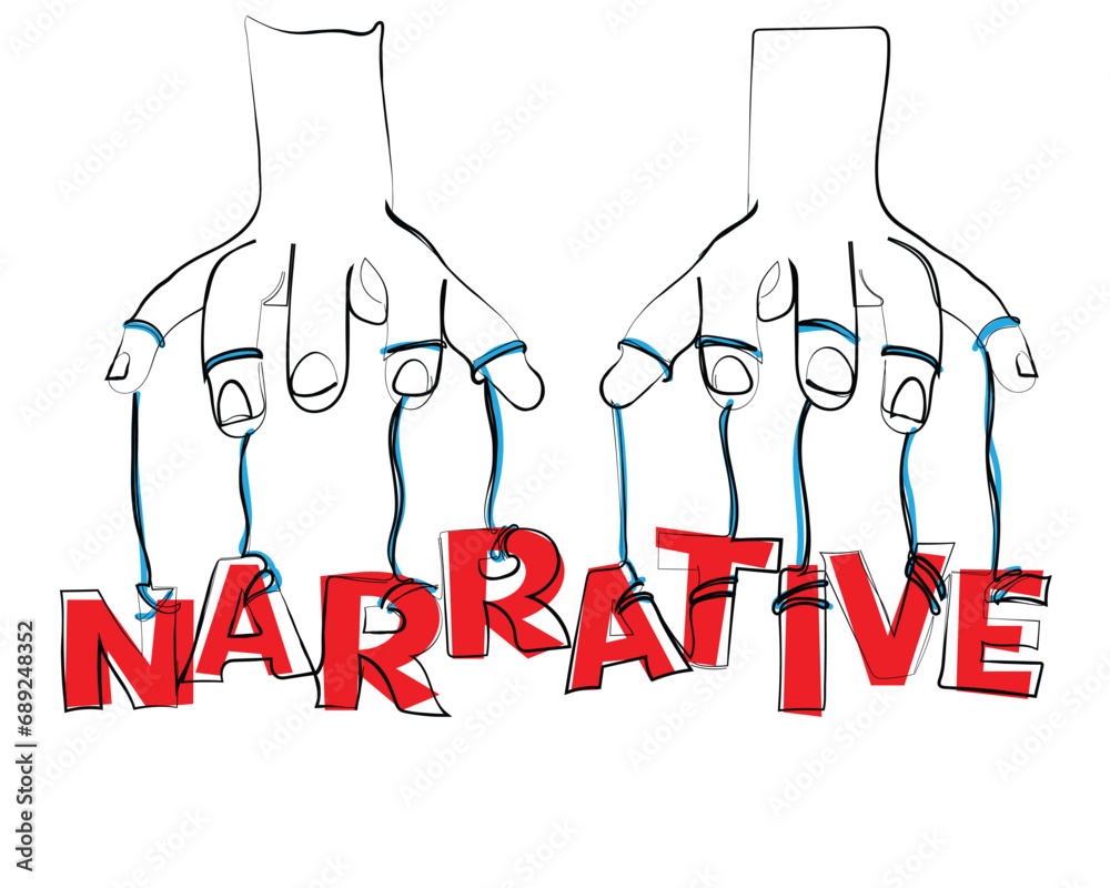 Hand drawn vector of Controlling the narrative media manipulation ...