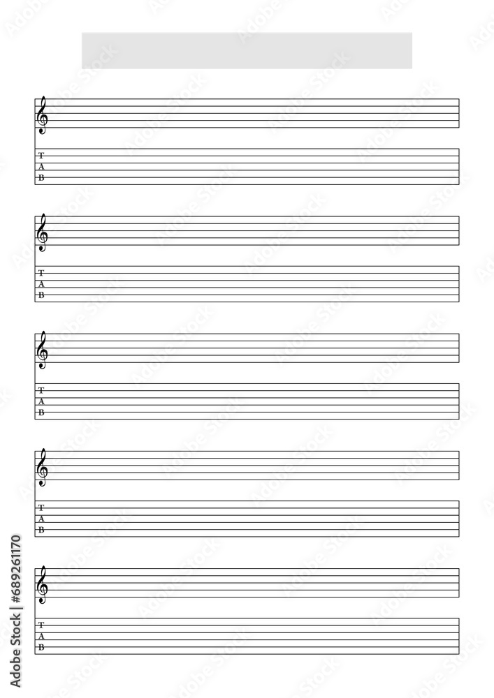 Illustration Stock Blank Guitar (6 strings) tablature with music score ...