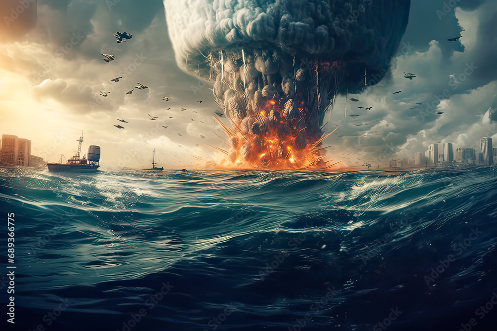 Dystopian aftermath, Stock photo depicting smoke from a nuclear ...