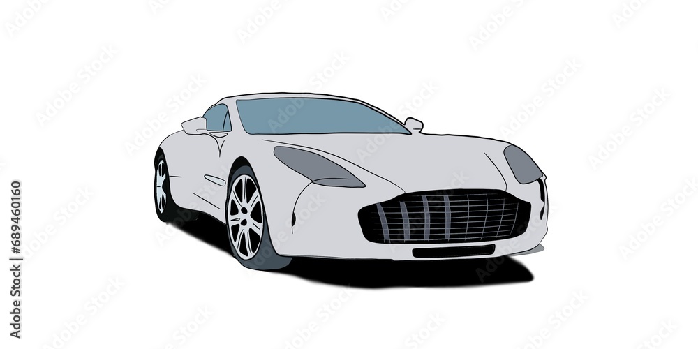 Realistic Vector Car in white with isometric view, using auto tracing ...