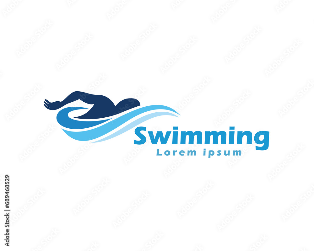 abstract swimming logo design template illustration inspiration Stock ...