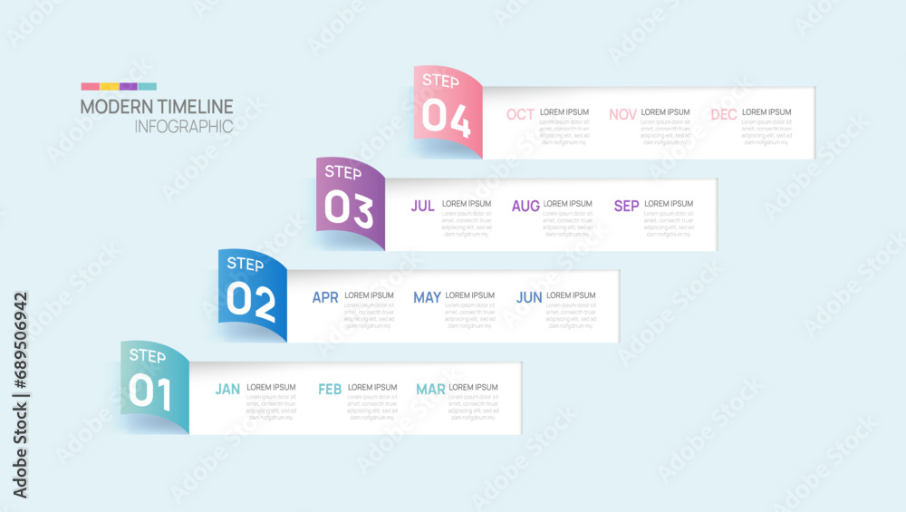 Business step timeline infographic arrow template. Modern milestone ...