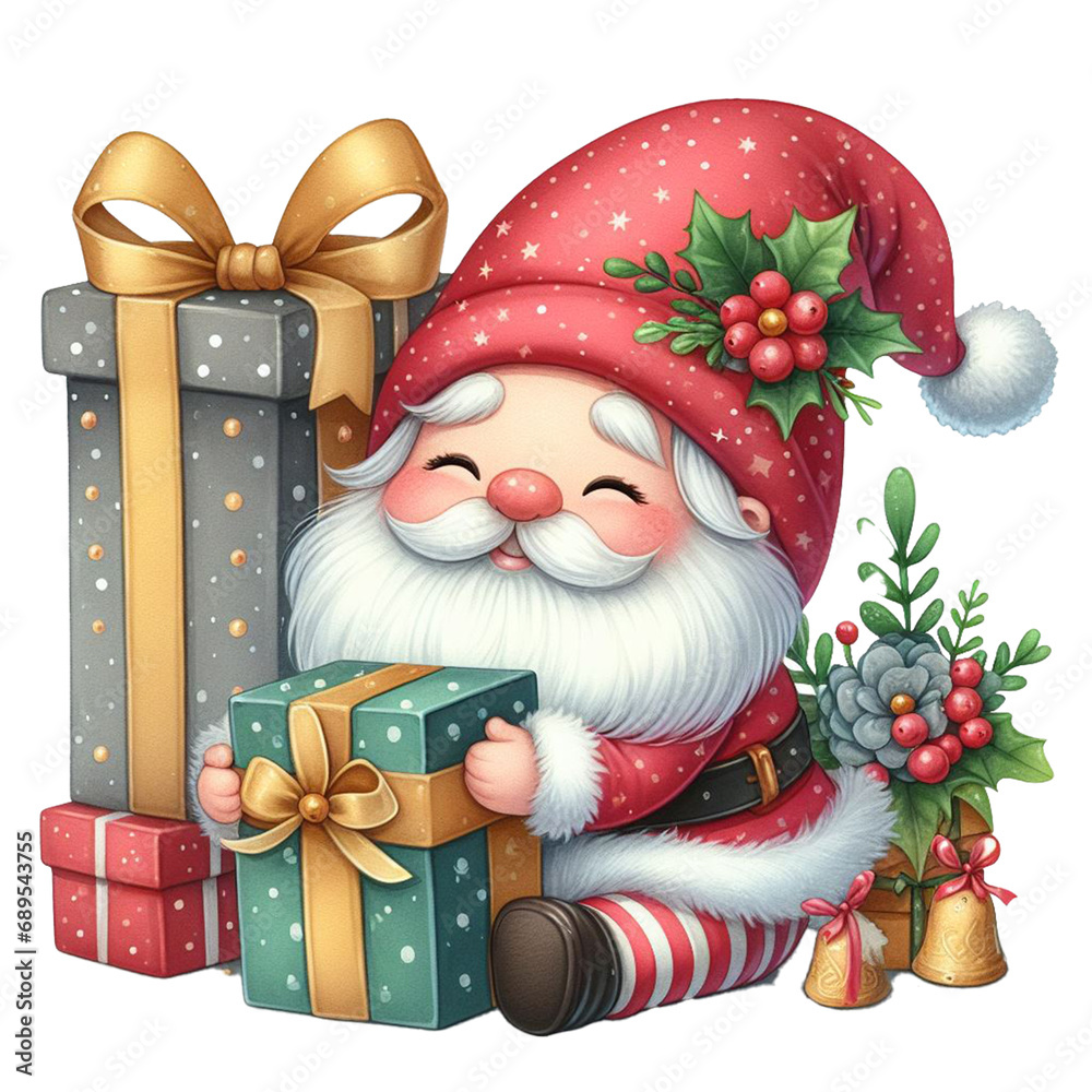 cute gnome santa claus cartoon hand draw cartoon style and christmas ...