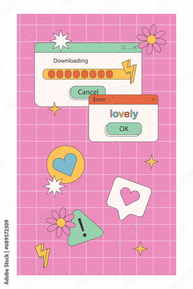 Social media stories templates in retrowave kidcore aesthetic ...