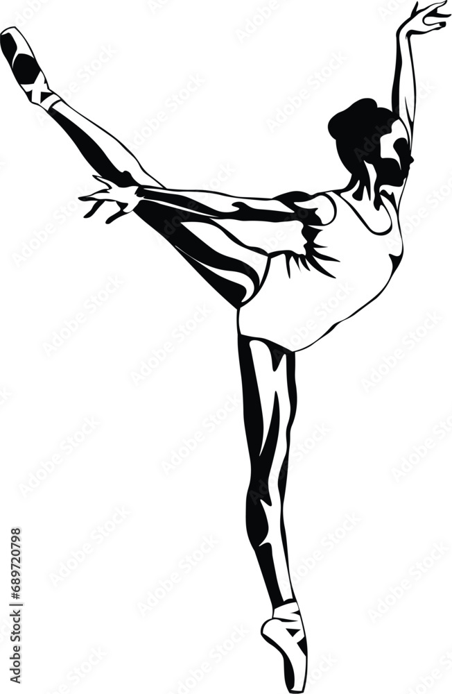 Cartoon Black and White Isolated Illustration Vector Of A Ballerina ...