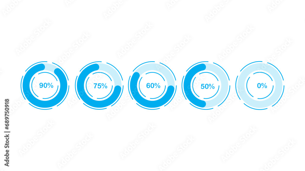 Vector circular progress bars with glowing loading scales and ...