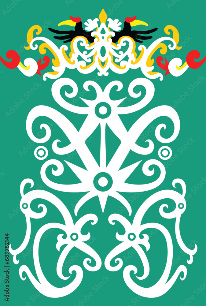 Motif Pattern Dayak kalimantan Design free Vector Stock Vector | Adobe ...