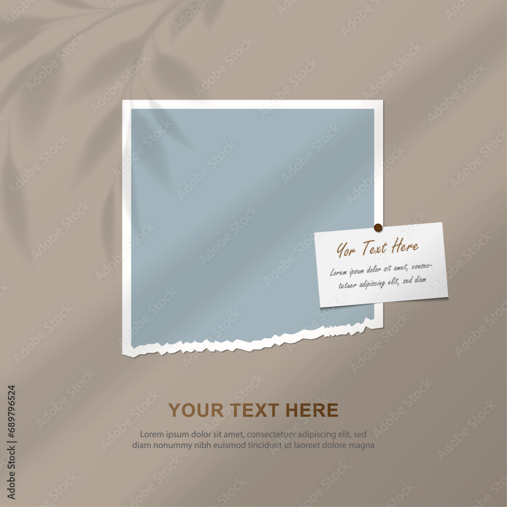 ripped edges torn paper frame photo mockup for social media post ...