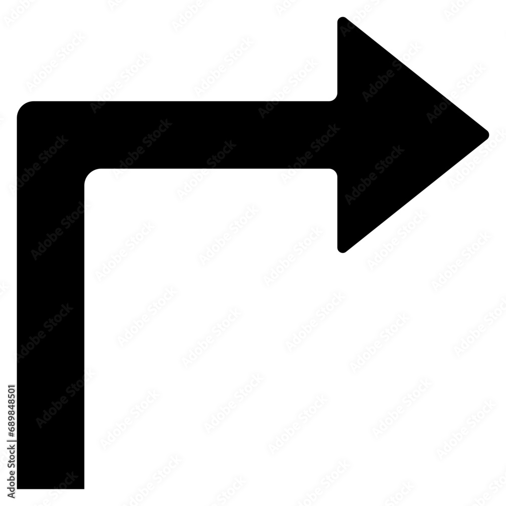 90 Degree Right Arrow Icon Stock Vector | Adobe Stock
