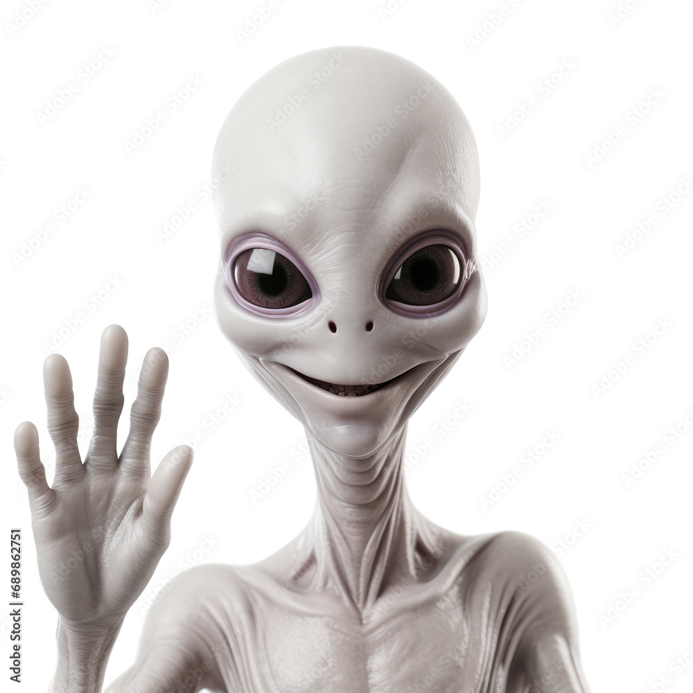Stock-Foto „Aliens arrival concept, alien are smiling and waving ...