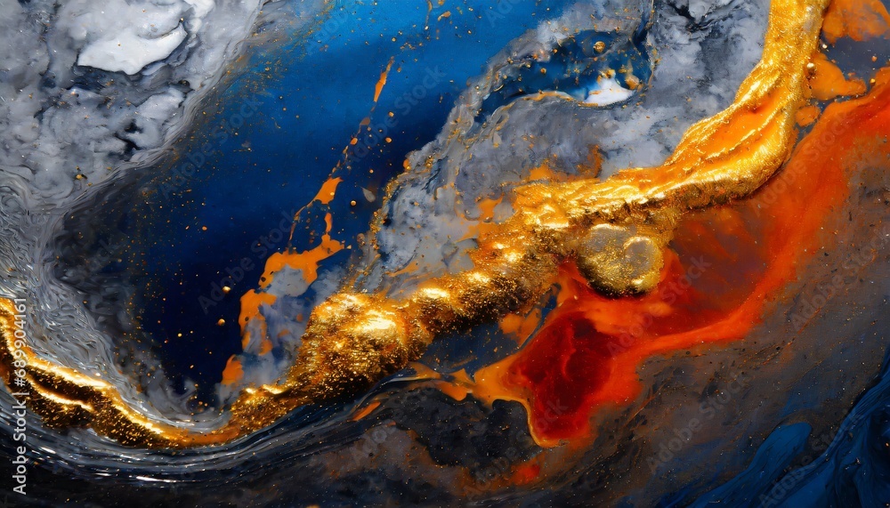 Textura de Magma artística, dinámica con oro líquido, contraste visual ...