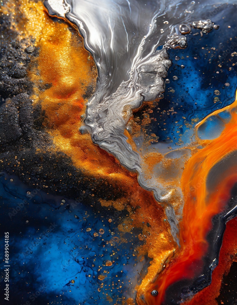 Textura de Magma artística, dinámica con oro líquido, contraste visual ...
