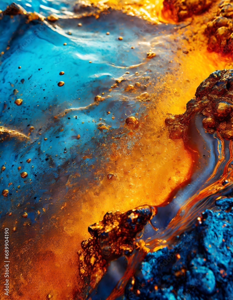 Textura de Magma artística, dinámica con oro líquido, contraste visual ...