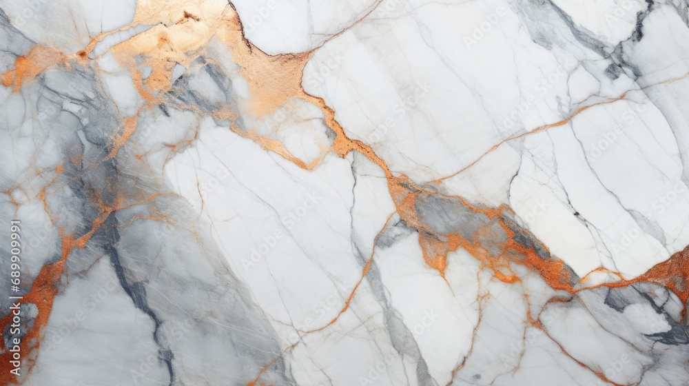 White Marble with Copper Patina Horizontal Background. Abstract stone ...
