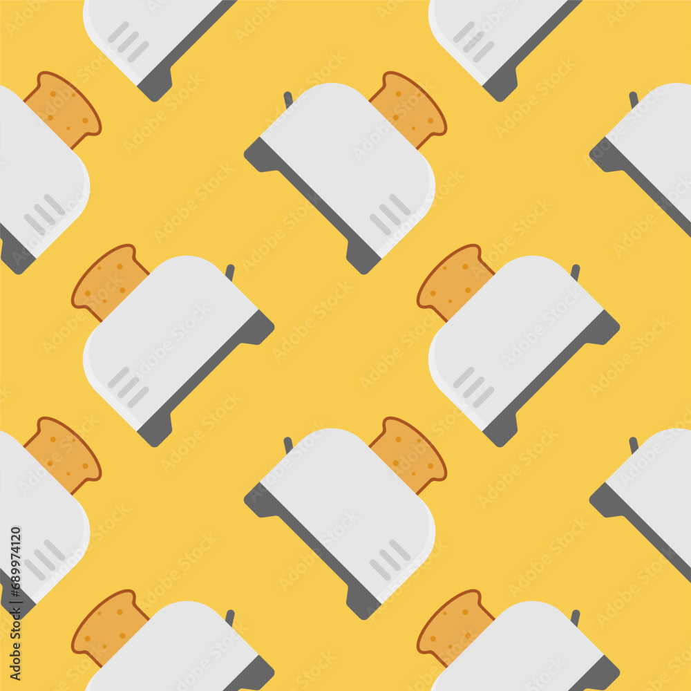 seamless pattern with cute toaster and toast cartoon style. Home ...