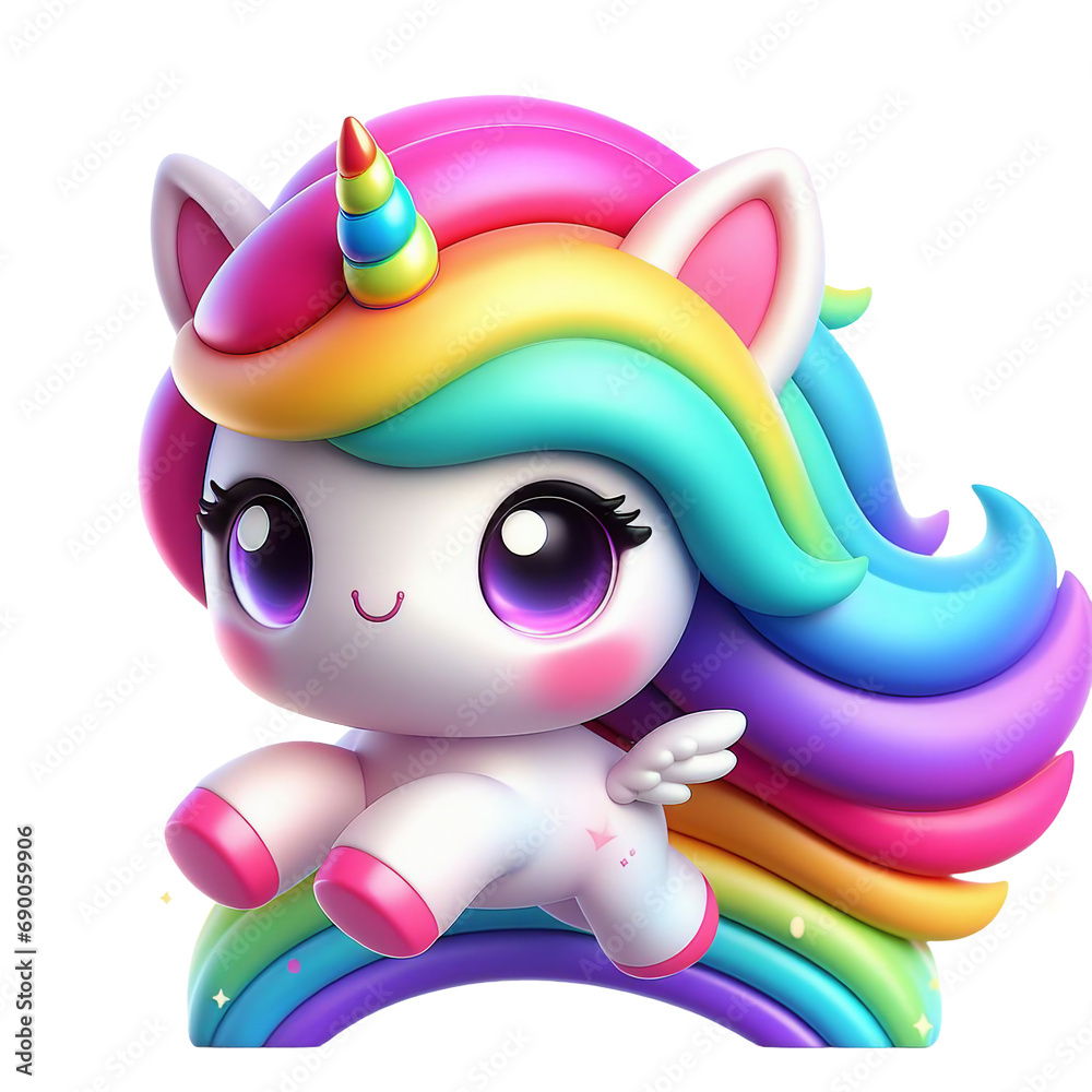 Cute Unicorn Rainbow Color: Isolated on Transparent Background ...