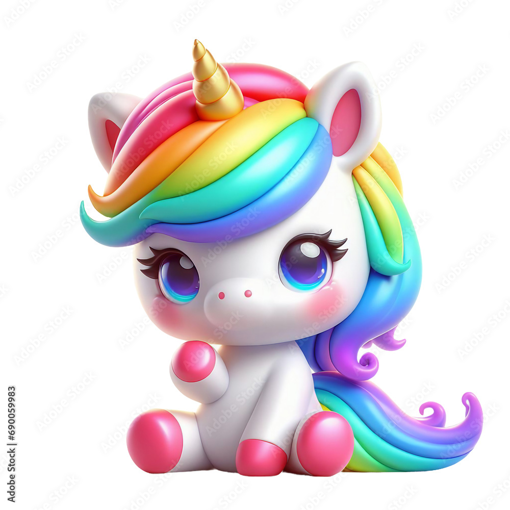 ภาพประกอบ Stock Cute Unicorn Rainbow Color: Isolated on Transparent ...
