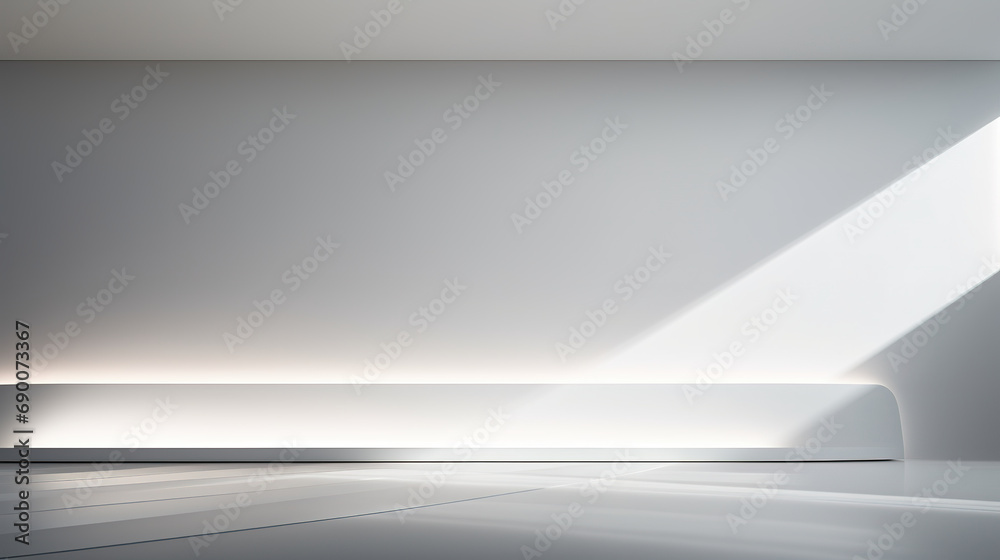 Illuminated, minimalist presentation mock up with white panels, hidden ...