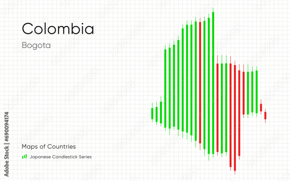 Colombia White map is shown in a chart with bars and lines. Bogota ...