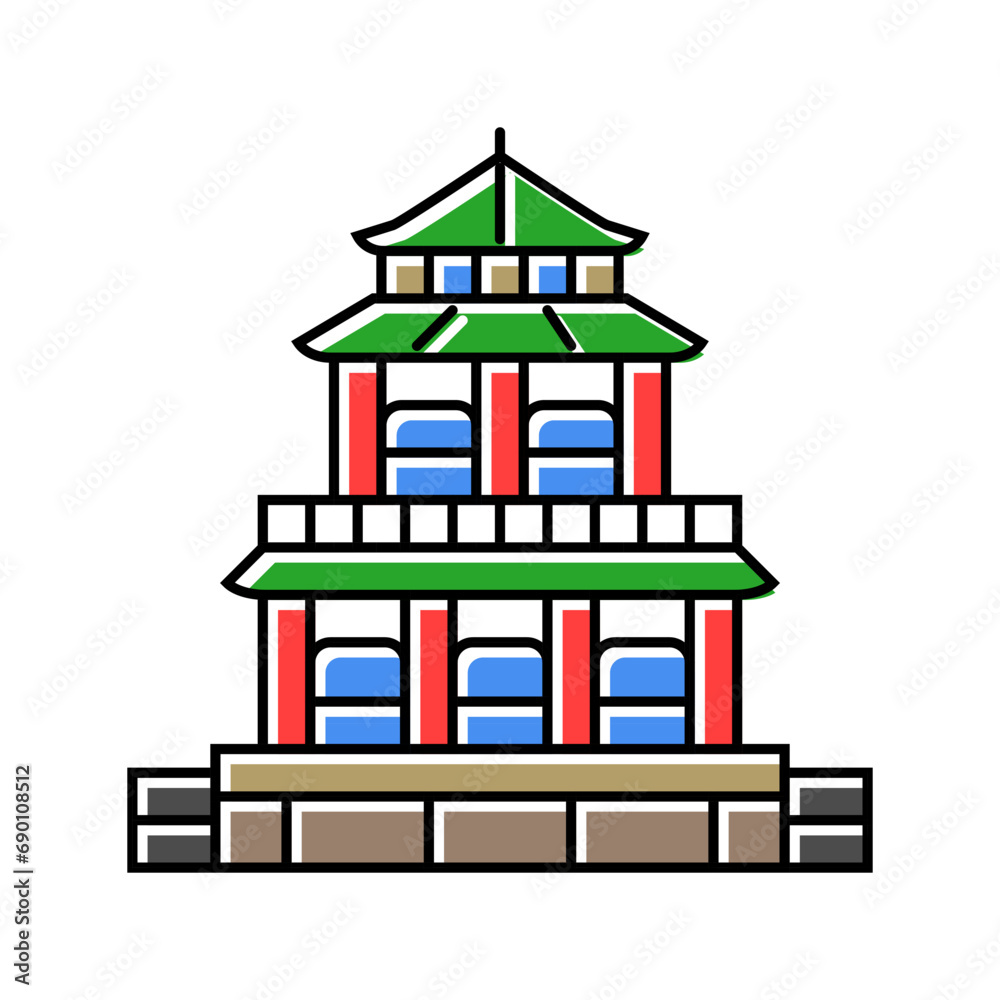taoist temple taoism color icon vector. taoist temple taoism sign ...