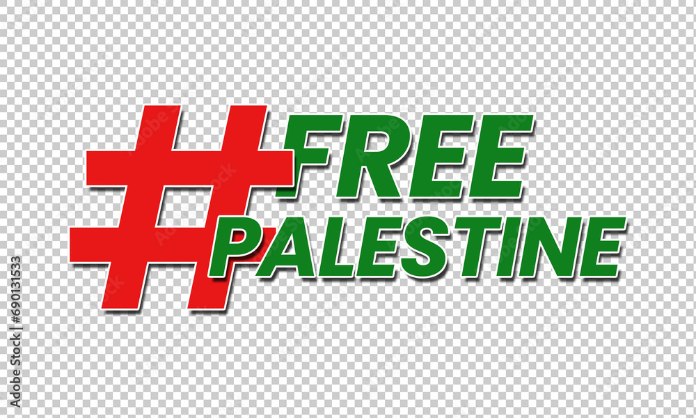 Hastag free palestine save gaza text effect transparent background png ...
