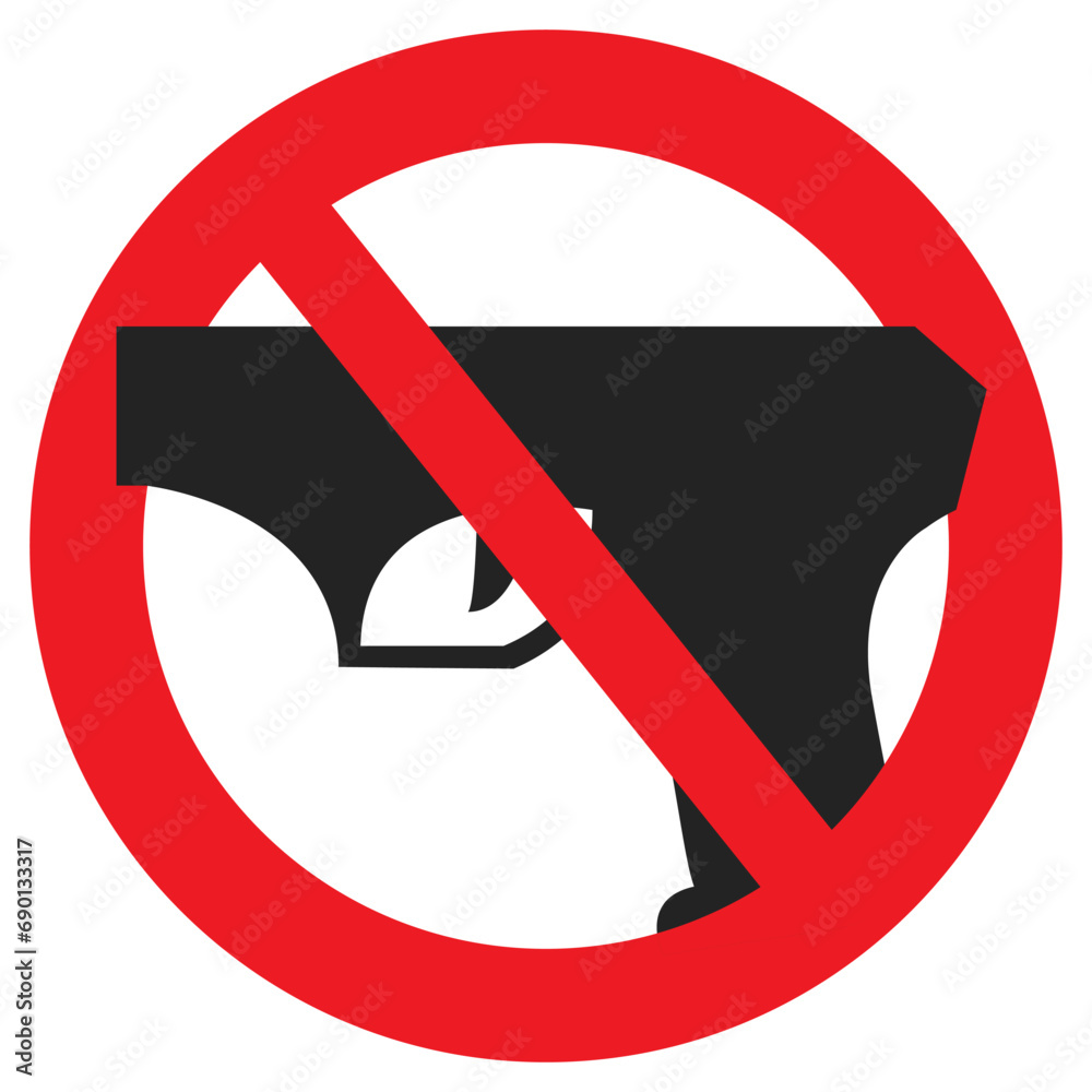 Gun not allowed sign.Weapons prohibited.No gun sign. The forbidden gun ...