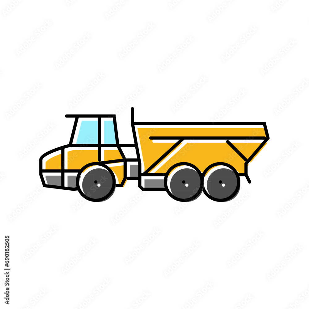 articulated hauler construction vehicle color icon vector. articulated ...
