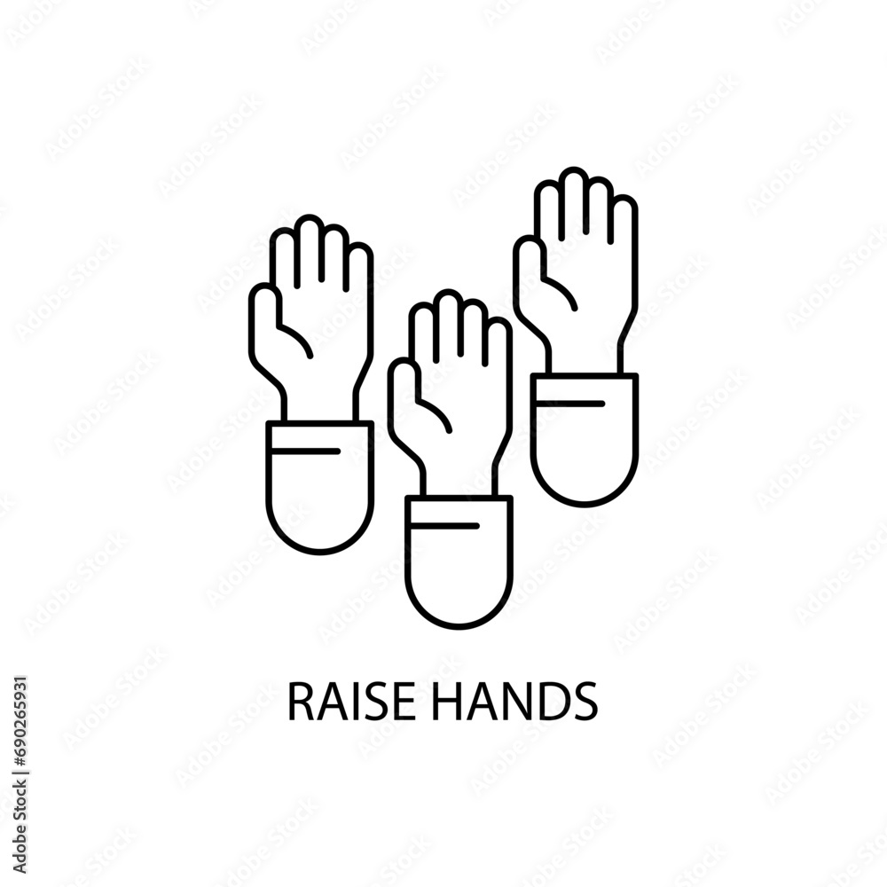 raise hands concept line icon. Simple element illustration. raise hands ...