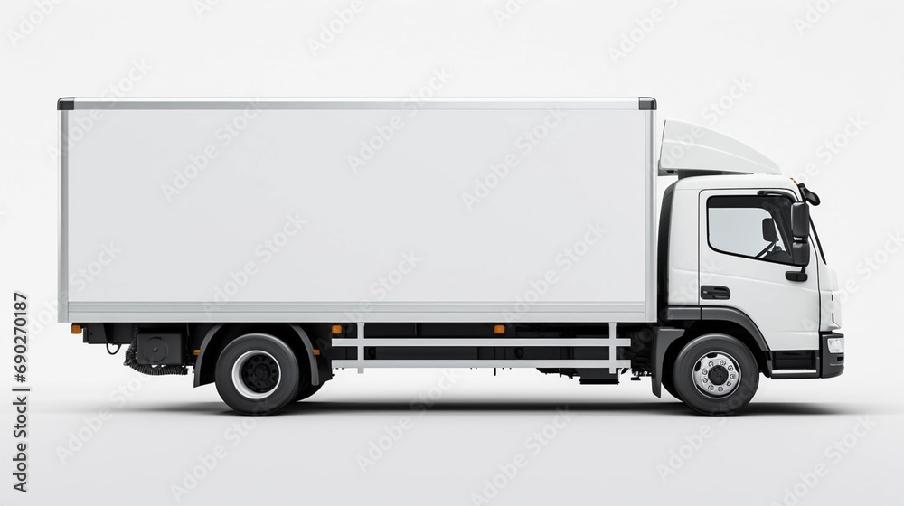 copy space, stockphoto,white delivery truck side view cargo truck ...