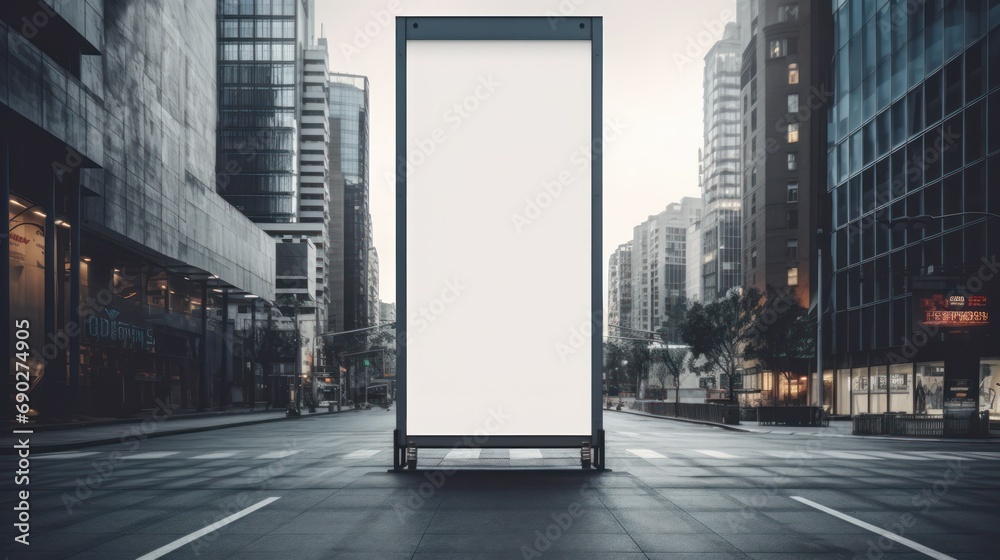 billboard or blank poster, blank white mast banner mockup, front view ...