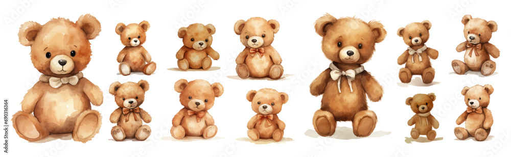 cute teddy bear vector collection set hand drawn design vector art ...
