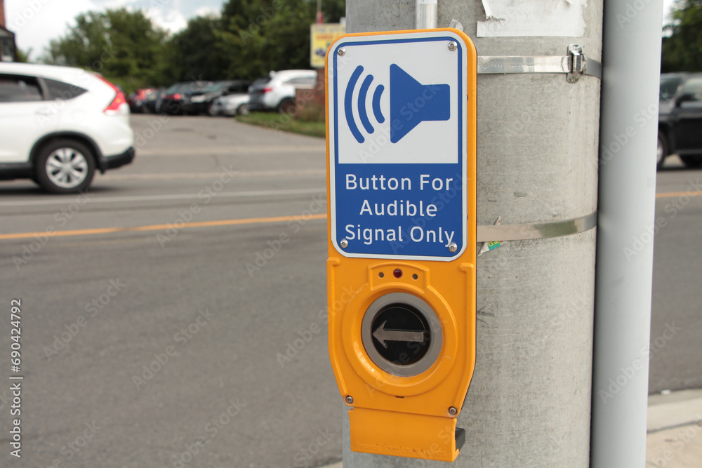 button for audible signal only crosswalk button with illustration of ...