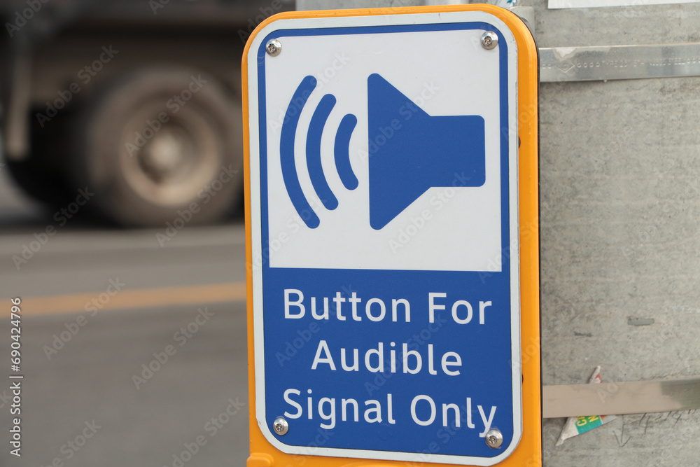 button for audible signal only crosswalk button with illustration of ...