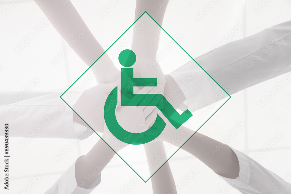 Inclusive workplace culture. International symbol of access. People ...