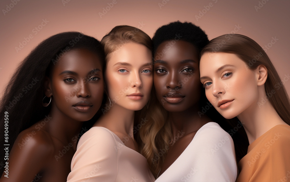Stock-Foto „Four women with different skin colors represent diversity ...