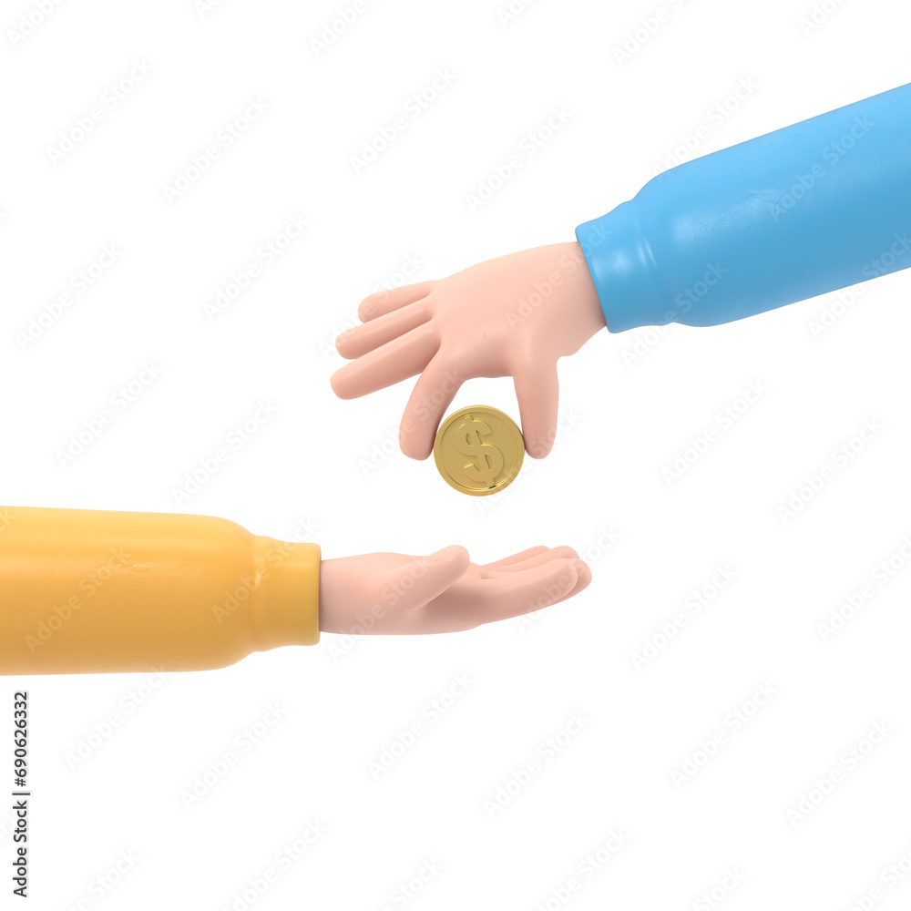 Cartoon Gesture Icon Mockup.Businessman giving money to beggar.Supports ...